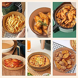 Air Fryer Disposable Paper 100 Pcs 7.9 inch Air Fryer Round Non-Stick Paper Prime Oil-proof Parchment Paper Cooking Paper for Fryers Basket Frying Pan Microwave Oven