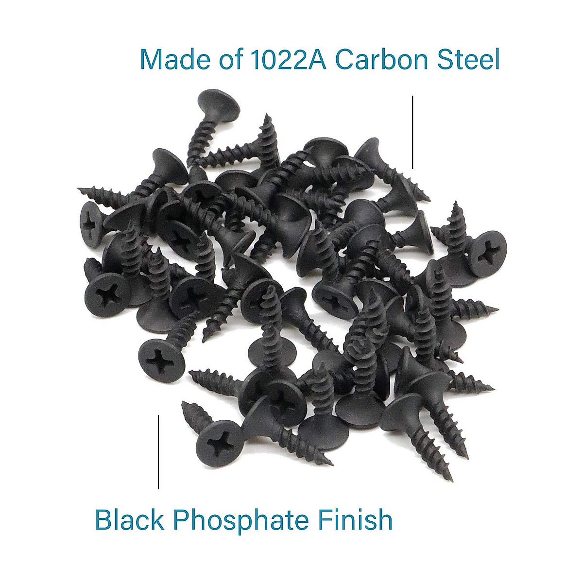 IMScrews 100pcs #6 x 5/8" Flat Head Phillips Drywall Screws Fine Thread Sharp Point Wood Screw, Carbon Steel 1022A, Black Phosphate