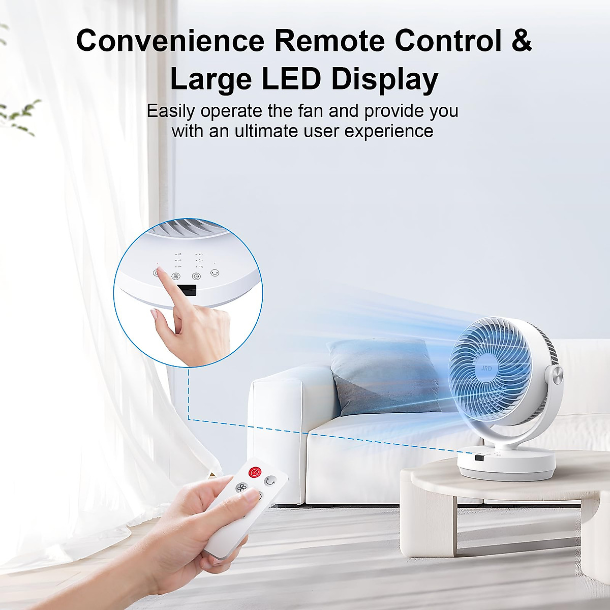 Air Circulator Fan for Bedroom, 13Inch 28dB Quiet Table Fan with 3 Speed, Remote Control, 90° Oscillating Fan with 7H Timer, 120° Adjustable Tilt, Powerful Desk Fan for Whole Room Home Office