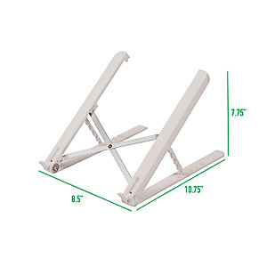 Mind Reader Folding Collapsible Laptop, Adjustable Tablet Stand, White (FOLAP-WHT)