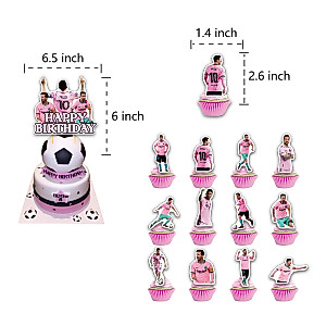 Birthday Party Supplies For messi Includes The Soccer Inspired Happy Birthday Banner - Cake Topper - 24 Cupcake Toppers - 16 Balloons