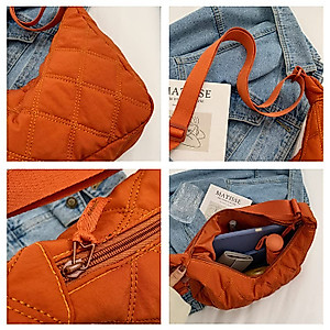 Quilted Bags For Women Crossbody Lightweight Padding Puffer Tote Bag Trendy Y2k Puffy Shoulder Bag Trendy Y2k Hobo Bag (Black)