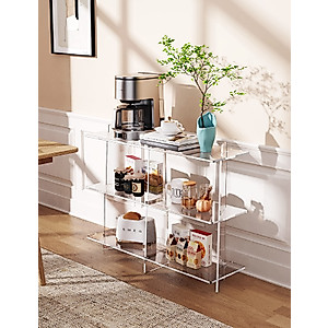 solaround Acrylic Bookshelf, Small 3 Tier Bookcase for Small Spaces,Acrylic Console Table, Hallway Entry Table for Living Room (Clear, 39.4'' x 11.8'' x 31.5'')