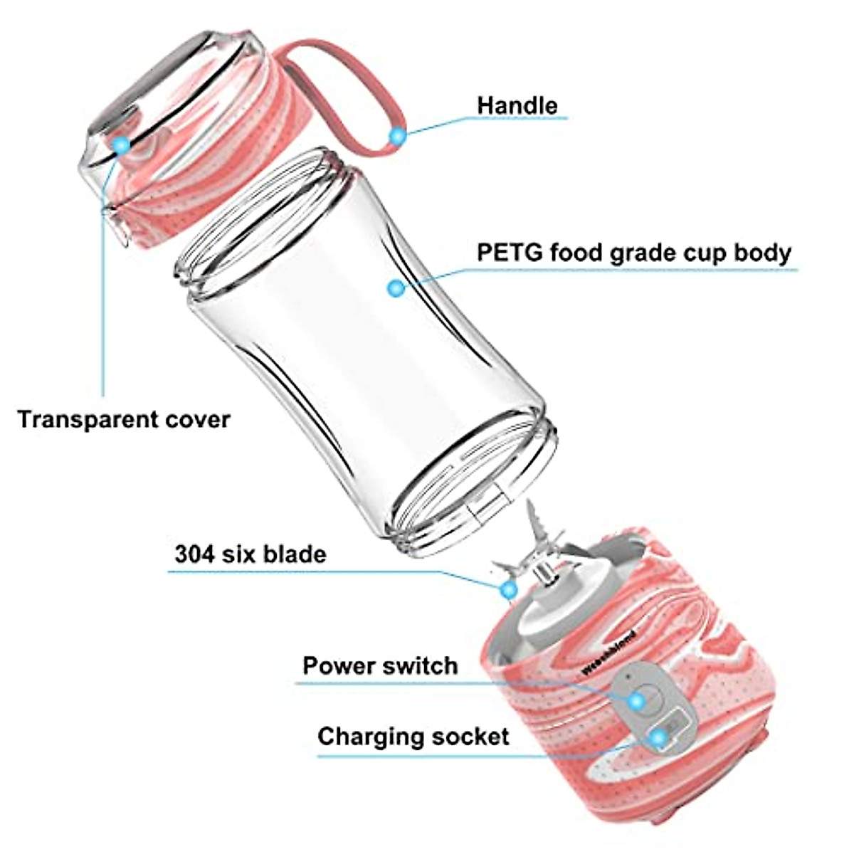 Wooshlend Portable Blender for Shakes and Smoothies with Snap-open BPA FREE silicon straw