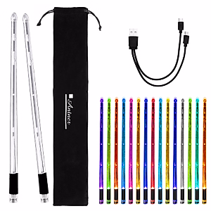 Antner Rechargeable LED Light Up Drum Sticks 15 Color Changing Drumsticks with Storage Bag for Adults Drummers, Durable Professional PC Polymer Material Drumsticks, Cool LED Light Up Drumsticks
