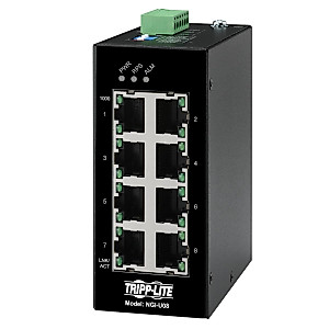 Tripp Lite Industrial 8 Port Ethernet Network Switch 10/100/1000 Mbps -40° to 167°F Temperature Range Unmanaged TAA Compliant DIN Mount (NGI-U08)