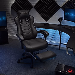 RESPAWN 110 Pro Gaming Chair - Gaming Chair with Footrest, Reclining Gaming Chair, Video Gaming Computer Desk Chair, Adjustable Desk Chair, Gaming Chairs For Adults With Headrest Pillow - Black