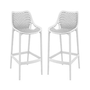 Home Square Polypropylene Patio Bar Stool in White - Set of 2