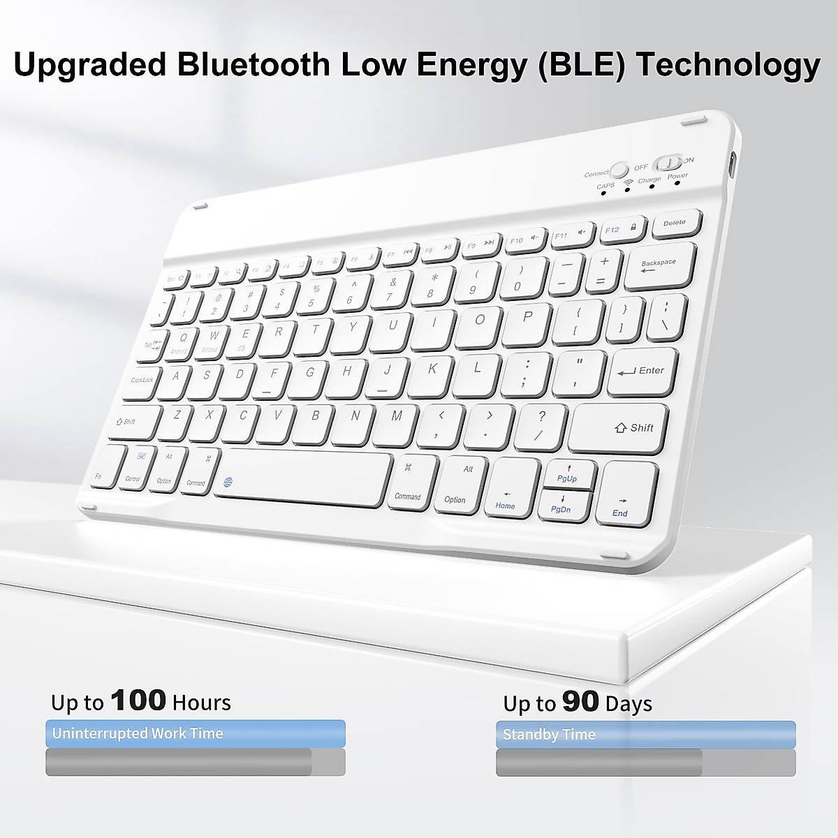 Aoub Keyboard Case for iPad 9th Generation 2021/8th Gen 2020/7th Gen 2019 10.2 Inch, Detachable Wireless Bluetooth Keyboard, Stand Folio Keyboard Cover with Pencil Holder, Auto Sleep/Wake, Gray White