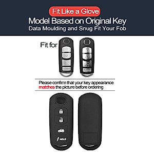 INFIPAR 2pcs Compatible with Mazda 3 6 3 Sport CX-3 CX-5 CX-7 CX-9 MX-5 Miata Scion iA Toyota Yaris Yaris iA 4 Button Smart Key Fob Cover Case Key Chain Protector Keyless Remote Holder