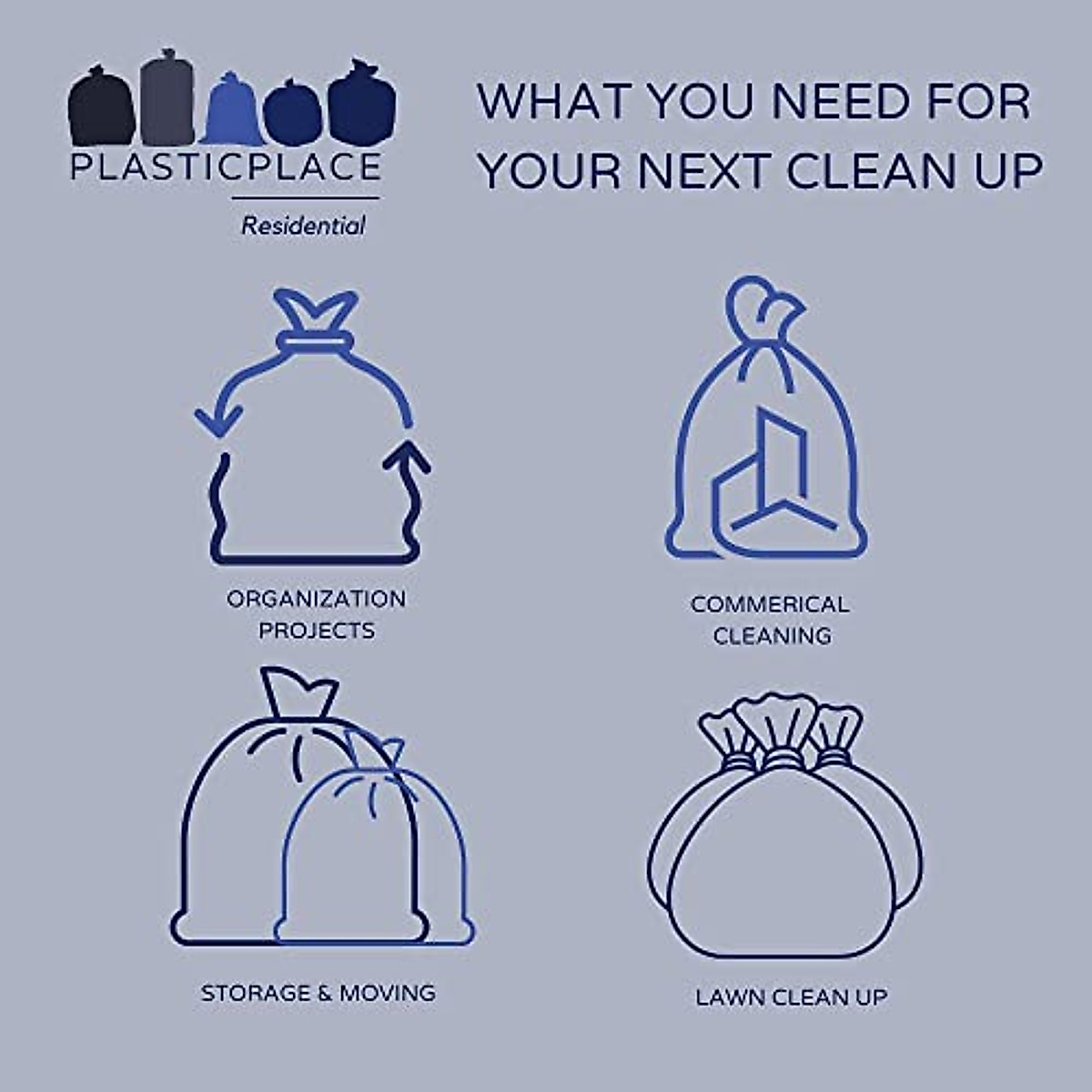 Plasticplace 13 Gallon Trash Bags │ 1.2 Mil │ White Extra-Large Drawstring Garbage Can Liners │ 24" x 31" (50 Case)