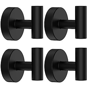 Towel Hooks, 4 Pack Towel Hooks for Bathrooms, Heavy-Duty Towel Hook for Bathroom Wall Mounted, SUS304 Stainless Steel Bathroom Hooks for Towels, Matte Black Wall Hooks for Hanging Towels,Robes,Coats