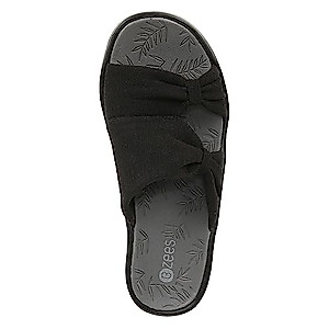 BZees Womens Smile More Slide Sandal, Black, 8.5 US
