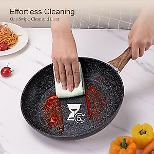 Leetaltree Nonstick Cookware Sets - 16 Pieces Pots and Pans with Utensils and Steamer, Nonstick Cast Aluminum Kitchen Cookware with Bakelite Handles, Non Toxic, PFOS/PFOA Free (Black)