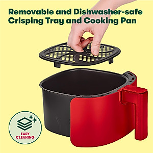 BELLA 2.9 Qt Touchscreen Air Fryer Oven and 5-in-1 Multicooker with Removable NonstickDishwasher Safe Crisping Tray and Basket, 1400 Watt Heating System, Matte Red