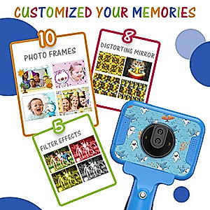 Ourlife Kids Camera for Boys, 1080p FHD 60x Macro Kids Selfie Camera with Magnifier Function, Digital Video Camera - Large 3.5-inch Screen with 16GB TF Card, Excellent Gift for Ages 6+ (Blue)