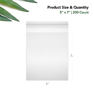 Seal Fresh Cellophane Bags – 5" x 7" (200 Count) – Clear Plastic Resealable Self Sealing Cellophane Bag – Cellophane Treat Bags, Cookie Bags for Packaging, Candy Bags, Cello Bags, Pastry Bags