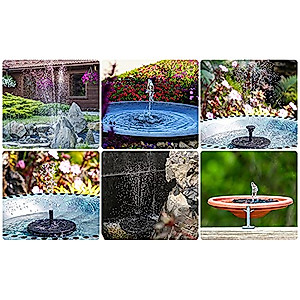 Kemine Solar Bird Bath Fountain Pump 1.0W with 4 Nozzle and Connector Free Standing Floating Water for Bird Bath Garden Pond Fish Tank Aquarium Outdoor (A)