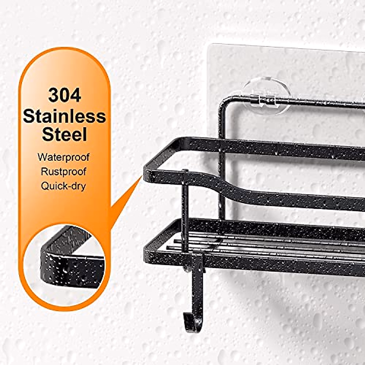 NEFISE 3 Pack Corner Shower Caddy Shower Shelf Adhesive Shower Rack with Hooks,Shower Organizer for Bathroom Toilet Kitchen, Shower Storage for 90° Wall (3-PACK)