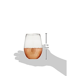 Fitz and Floyd Daphne Stemless Wine Glass Set of 4 – Elegant Lead-free Matching Drinkware For Everyday Or Entertaining – Stylish Modern Glasses - Gift For Wedding, Birthday, 20 oz, Copper -
