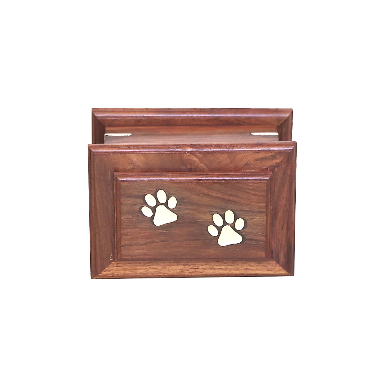 Wooden Brass Paw Print Pet Urns | Funeral Urns | Keepsake Urns | Rosewood Urns | Wood Cremation Urns for Cat and Dog Ashes | Decorative Urna | Burial Urn