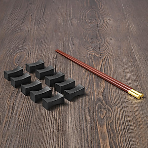 Youda 10PCS Chopstick Rests Alloy Chopsticks Holders for Holding Spoon Forks Knives(Black)