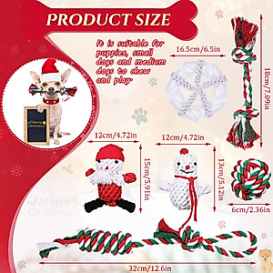 Jenaai Christmas Dog Toys 6 Pack Dog Rope Toys with 1 Pack Christmas Stocking Dog Rope Chew Toys Puppy Chew Toys Santa Snowman Dog Toy Set Tough for Small Medium Dogs Training Teething Cleaning