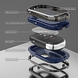 YIJINSHENG Honda Key Fob Cover with Leather Keychain, Metal Shell & Soft TPU Full Protection Key Case for Honda Accord, Civic, CR-V, HR-V, Pilot, Sport, EX, EX-L, Touring 2022-2023