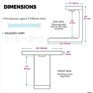 BRAINWAVZ Under Desk Laptop Mount Holder, Adhesive & Screw in, Devices Upto 1.9" Thick for Laptops MacBook Routers Surface iPads Tablets & More (Black)
