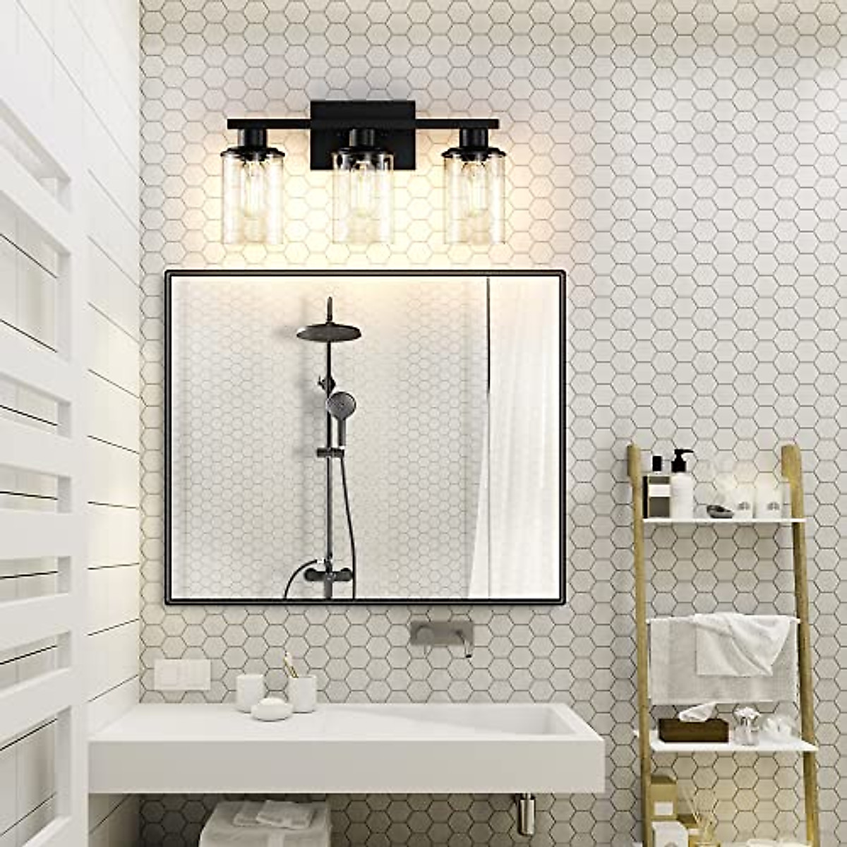 RyaHQ Bathroom Light Fixtures Over Mirror Bathroom Vanity Light Fixture 3 Light Vanity Lights for Bathroom Vanity Lighting Fixtures Wall Sconce Wall Lamp Wall Light Fixtures Black