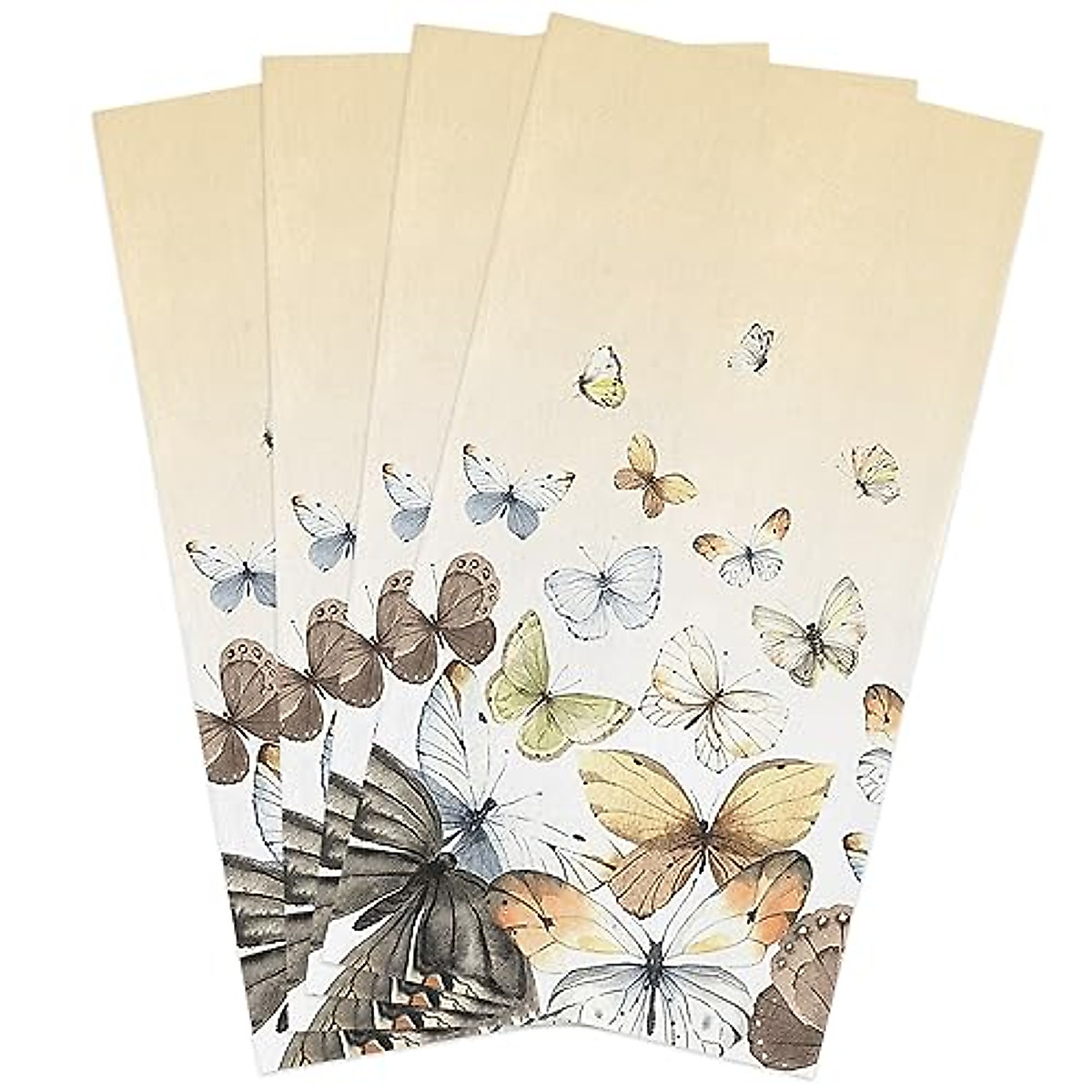 Big buy store Grey Green Brown Butterfly Tea Kitchen Dish Towels Set of 4, Soft Lightweight Microfiber Absorbent Hand Towel Yellow Gradient Towel for Kitchen Bathroom Cleaning Decor Gift 18x48 Inch