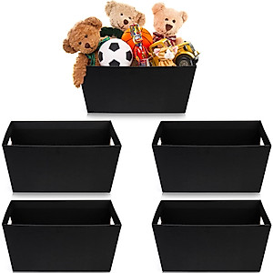 DEAYOU 5 Pack Gift Basket Empty, 12" x 10" Kraft Basket With Handle, 6 LB Cardboard Gift Basket Market Tray, Large Black Paper Basket Holder Container for Wine Gift, DIY, Food, Snacks, Crafts, Easter