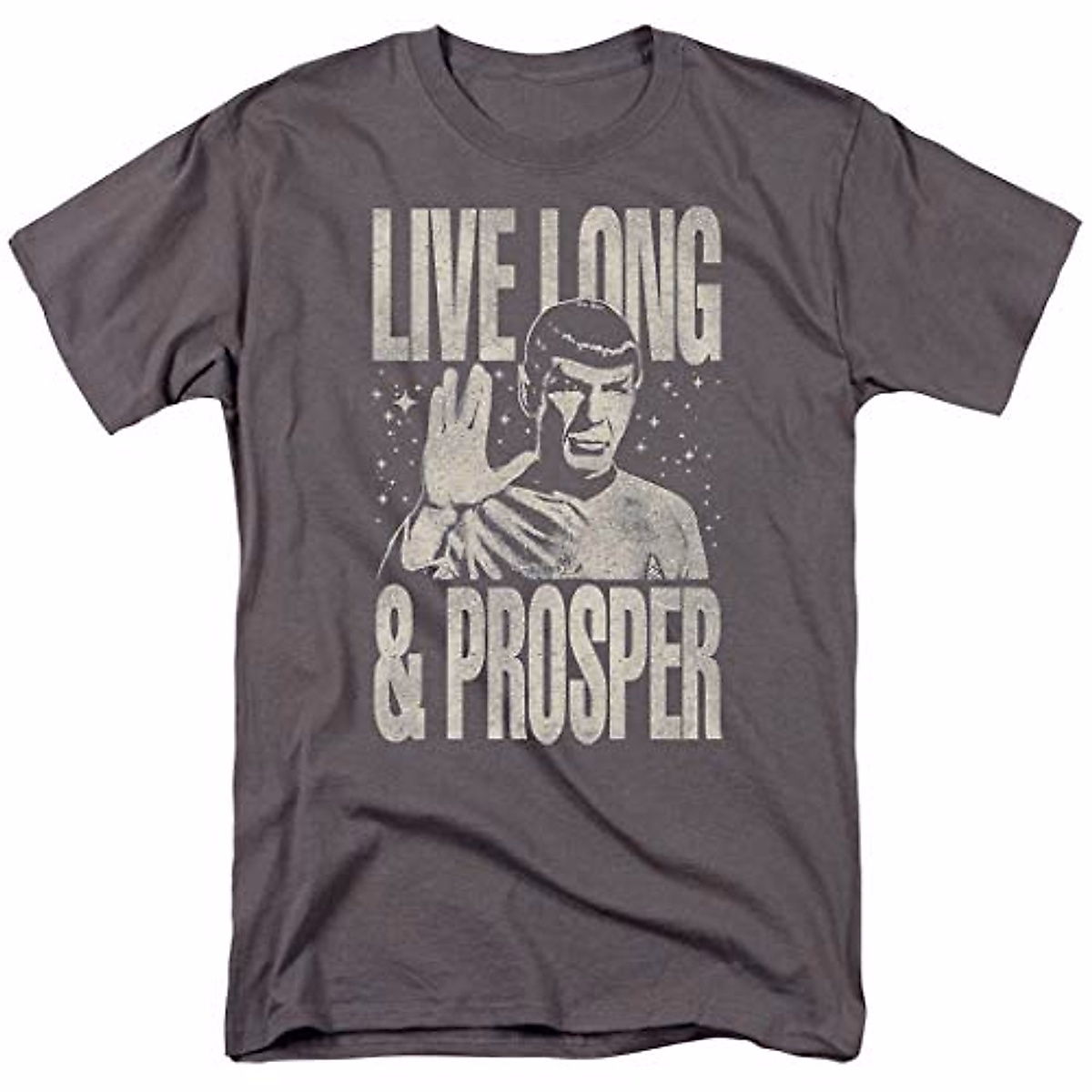 Star Trek Live Long & Prosper T Shirt & Stickers (XXXX-Large) Charcoal