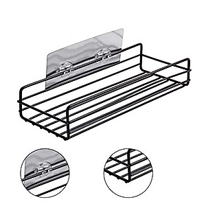 Beerty Simple Iron Household Shower Shelf Suction Cup Basket Storage Hanger Organizer for Kitchen Bathroom Storage Space Saving