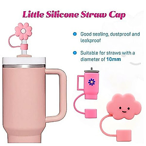 Straw Cover Cap for Stanley Cup,Silicone Straw Topper Compatible with 30 and 40 Oz Tumbler with Handle,10 mm 0.4 in Reusable Straw Tips Lids