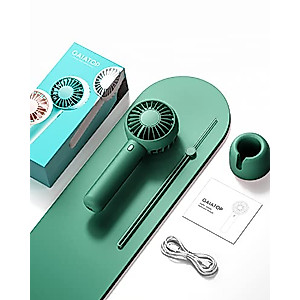 Gaiatop Mini Portable Fan, Dual Motors Powerful Handheld Fan, Cute Design 3 Speed Personal Small Desk Fan with Base, Lightweight Makeup USB Rechargeable Fan for Stylish Girl Women Men Indoor Outdoor