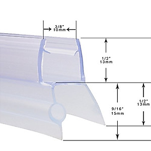 ELEGANT Shower Plastic Strip 28" Long Clear Vinyl Shower Door Bottom Seal Strips,Waterproof Rail for 3/8" Frameless Glass Shower Doors