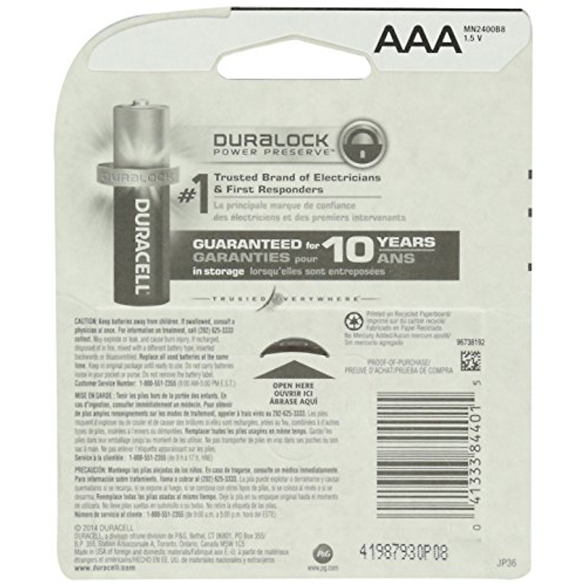 Duracell Coppertop AAA Battery, 8 Count
