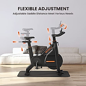 Mekbelt Exercise Bike with Magnetic Resistance, Indoor Cycling Stationary Bike Supports Smart Bluetooth Connectivity with Tablet Holder & Comfortable Seat Cushion, Compatible with Zwift for Home Gym (Black)