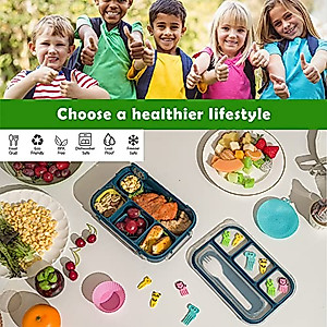 ZPIMY Bento Box Adult Lunch Box, Lunch Box Kids, 1300ML Kids Lunch Box Adult with 4 Compartment, Lunch Box Containers for Adults/Kids/Toddler, Microwave/Dishwasher/Freezer Safe (Blue)