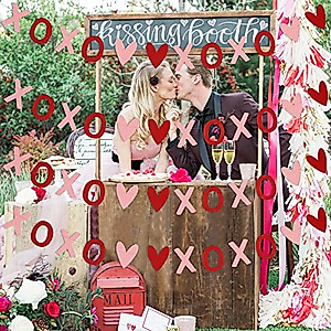 4Pcs XOXO Heart Garland Red and Pink, Valentines Day Decorations,Valentines XOXO Decor,Heart Hanging Garland, Valentines XOXO Banner Heart Decorations