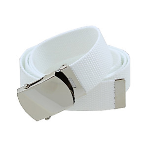 White Web Belt with Buckle Military Style
