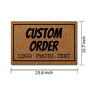 Custom Funny Welcome Doormat Personalized Logo Photo Text Door Mats Decorative Entrance Floor Mat Non-Slip Rubber Indoor Outdoor Rug Housewarming Gifts 23.6" x 15.7"