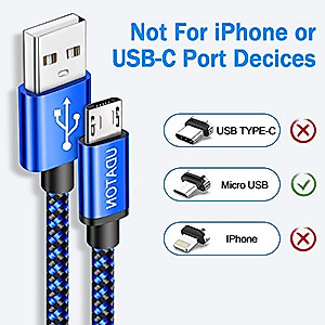 Micro USB Cable 10ft, Android Charger, USB C Cable, 3Pack Extra Long Kindle Fire Charger, udaton High Speed Nylon Braided Micro Fast Charging Cord for Samsung Galaxy S7 Kindle Fire 7 PS4 Xbox LG, Blue