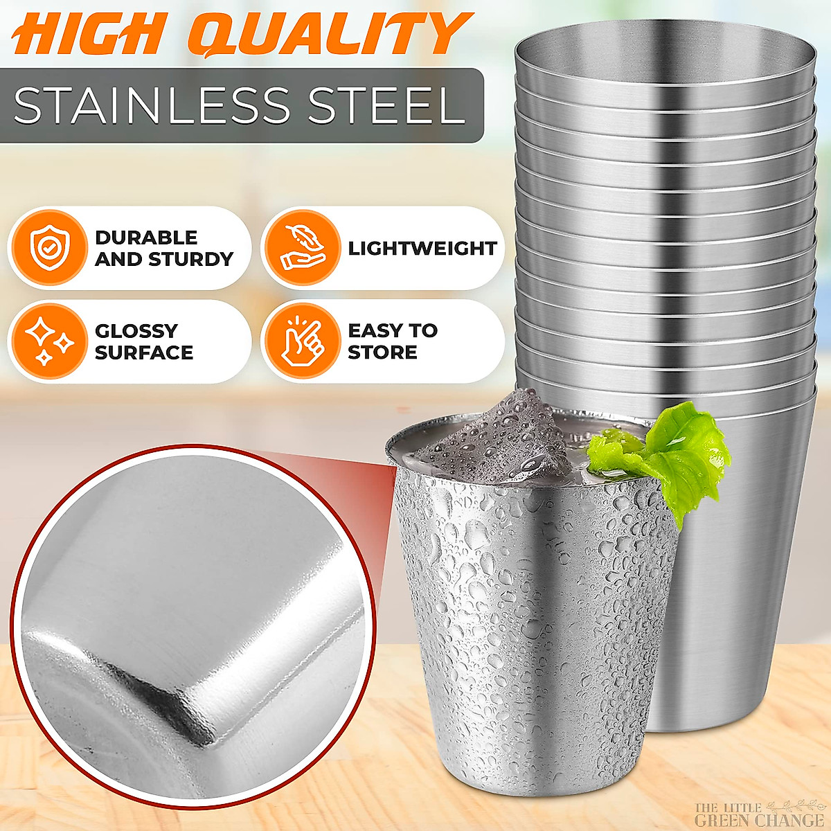 30 ml Stainless Steel Shot Glasses Drinking Vessel - 15 Pcs Outdoor Camping Travel Coffee Tea Cup, Silver Cup - Unbreakable Metal Shooters for Whiskey Tequila Liquor Great Barware Gift