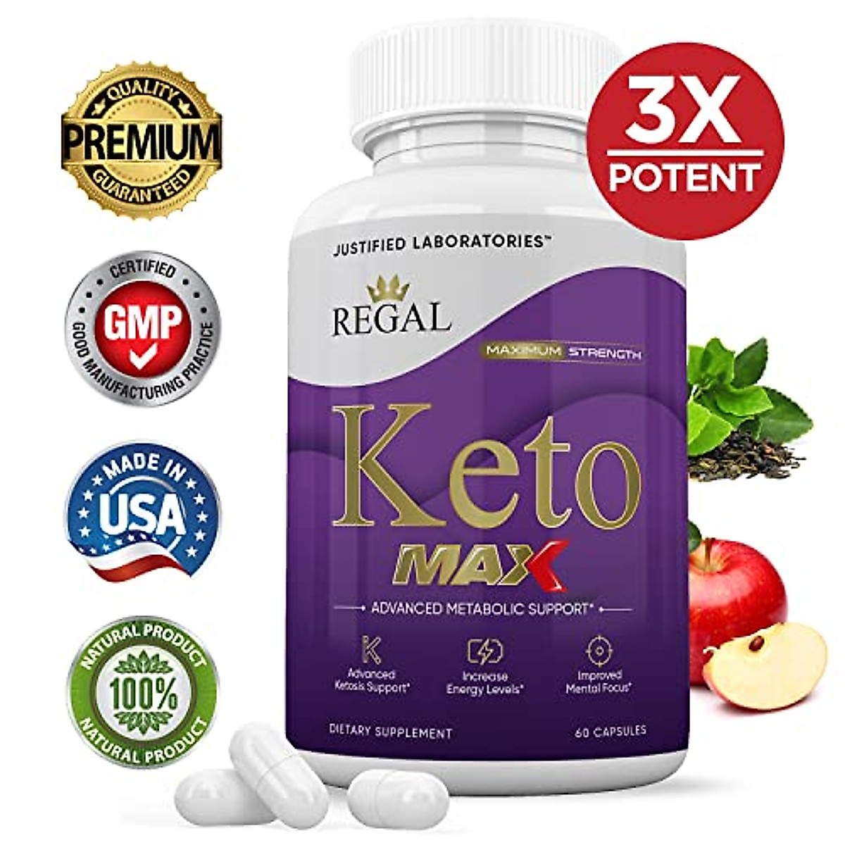 (5 Pack) Regal Keto Max Keto Pills 1200MG Includes Includes Apple Cider Vinegar goBHB Exogenous Ketones Advanced Ketosis Support for Men Women 300 Capsules