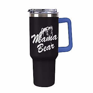 Mama Bear 40oz Water Bottle Double Wall Insulated Tumbler with Handle Leakproof Travel Mug Deep Blue-style