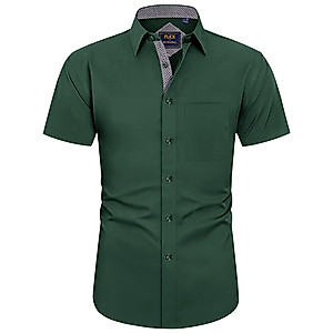 J.VER Men's Short Sleeve Dress Shirts with Pocket Casual Button Down Shirts Business Work Shirt Army Green XL