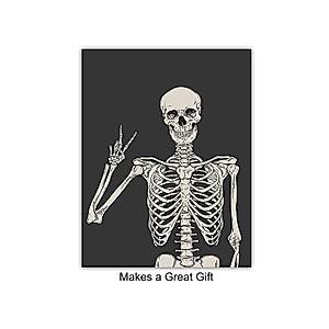 Skeleton Wall Art & Decor - Halloween Wall Decor - Gothic Home Decor - Goth Room Decor - Funny Skull Wall Decor - Pagan Gifts - Bedroom Dorm Man Cave - Men Boys Teens - Witchy Picture Poster Print