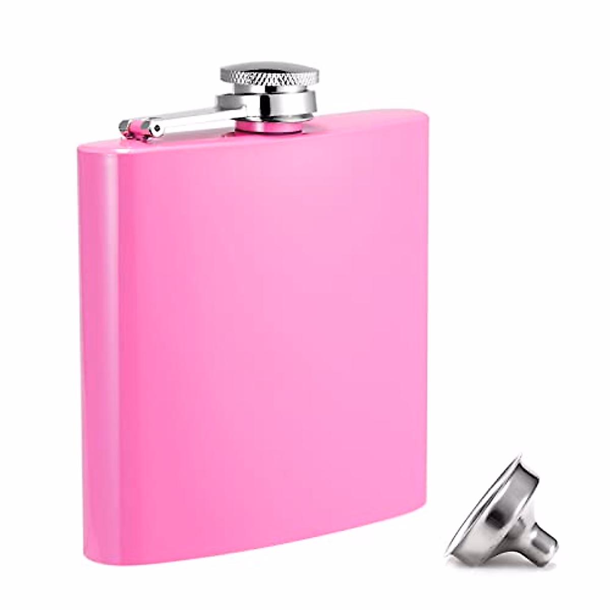 FOPAXDOF Hip Flask for Liquor Pocket Alcohol Drinking Flask 6 OZ Stainless Steel Leak proof with Funnel Flask set (Pink)